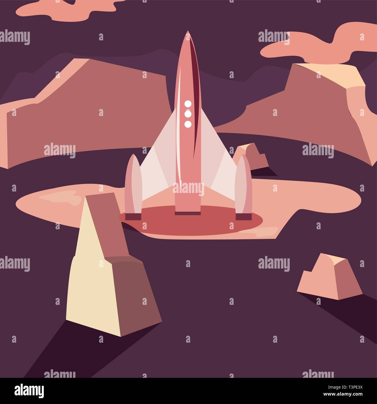 spaceship on planet surface explorer vector illustration Stock Vector ...