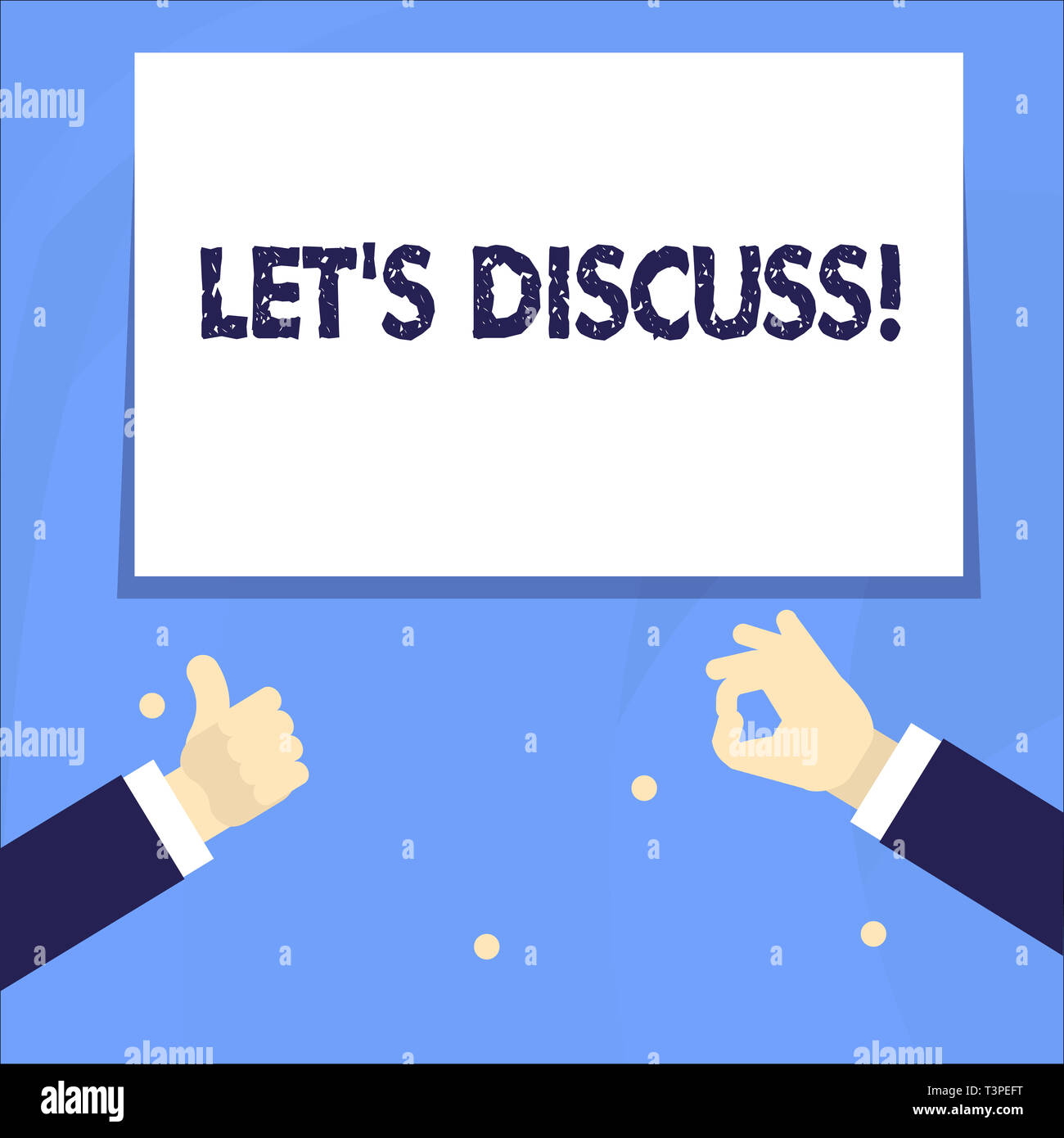 Conceptual hand writing showing Let S Discuss. Concept meaning asking ...