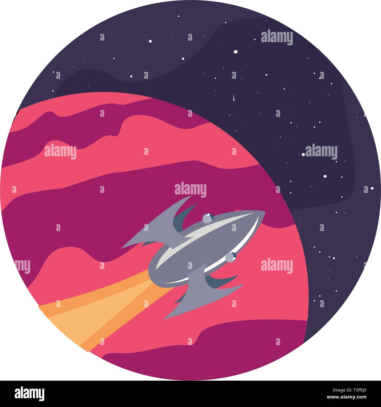 rocket planet space mission explore vector illustration design Stock ...