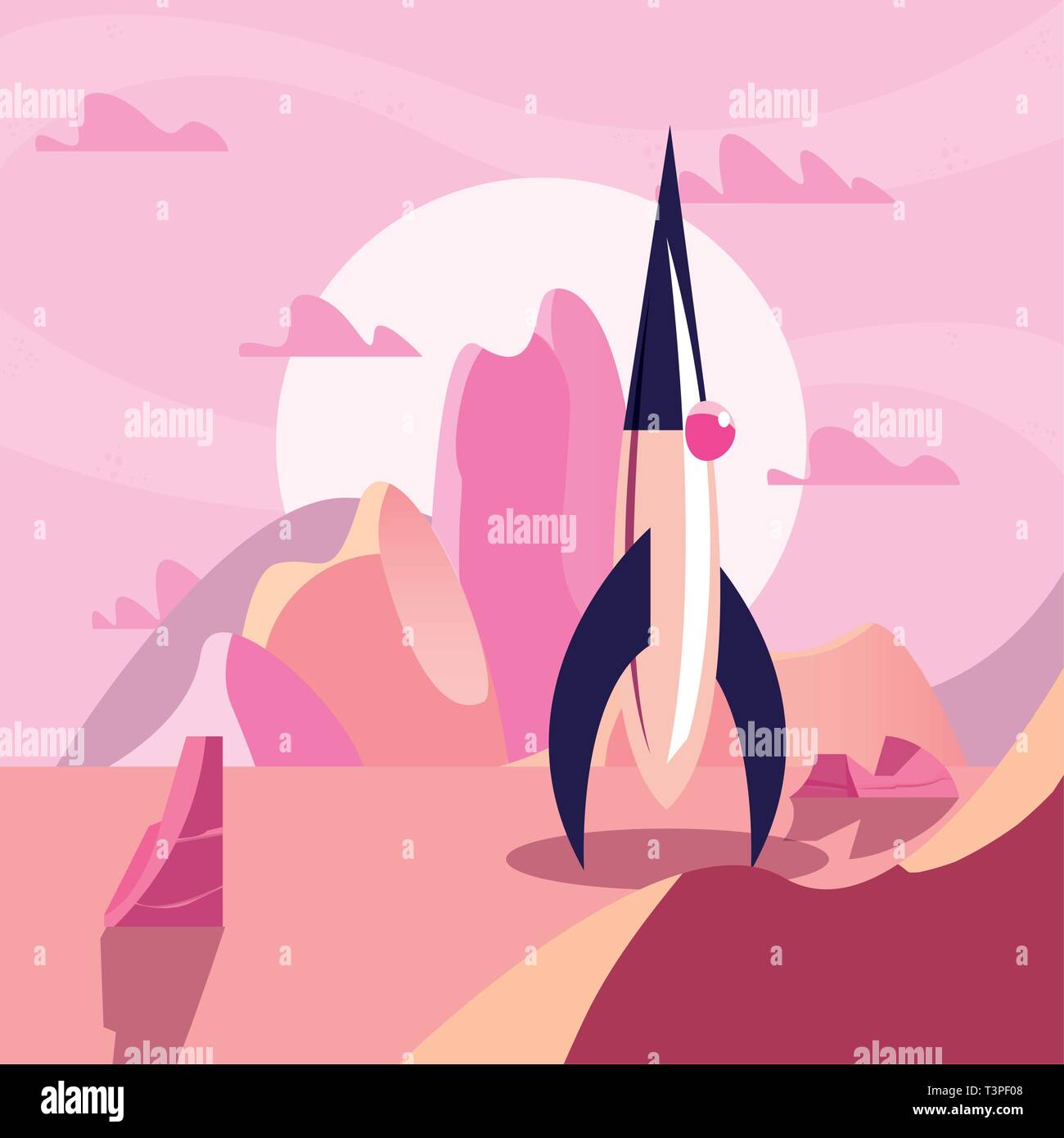 spaceship on planet surface explorer vector illustration Stock Vector ...
