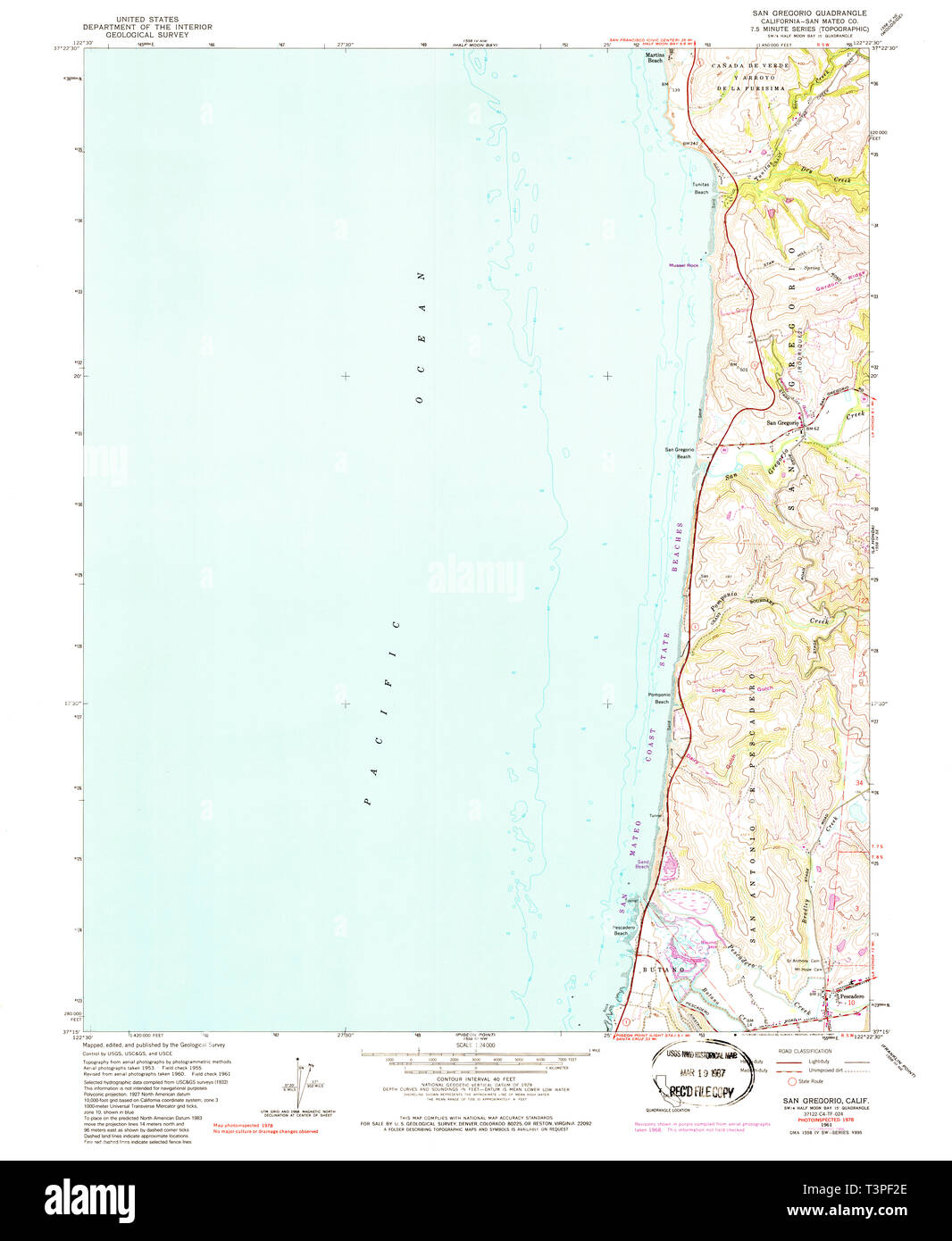 USGS TOPO Map California CA San Gregorio 295013 1961 24000 Restoration ...