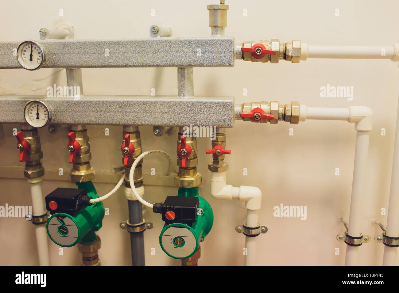 Hot water boiler. Boiler room with a heating system Stock Photo - Alamy
