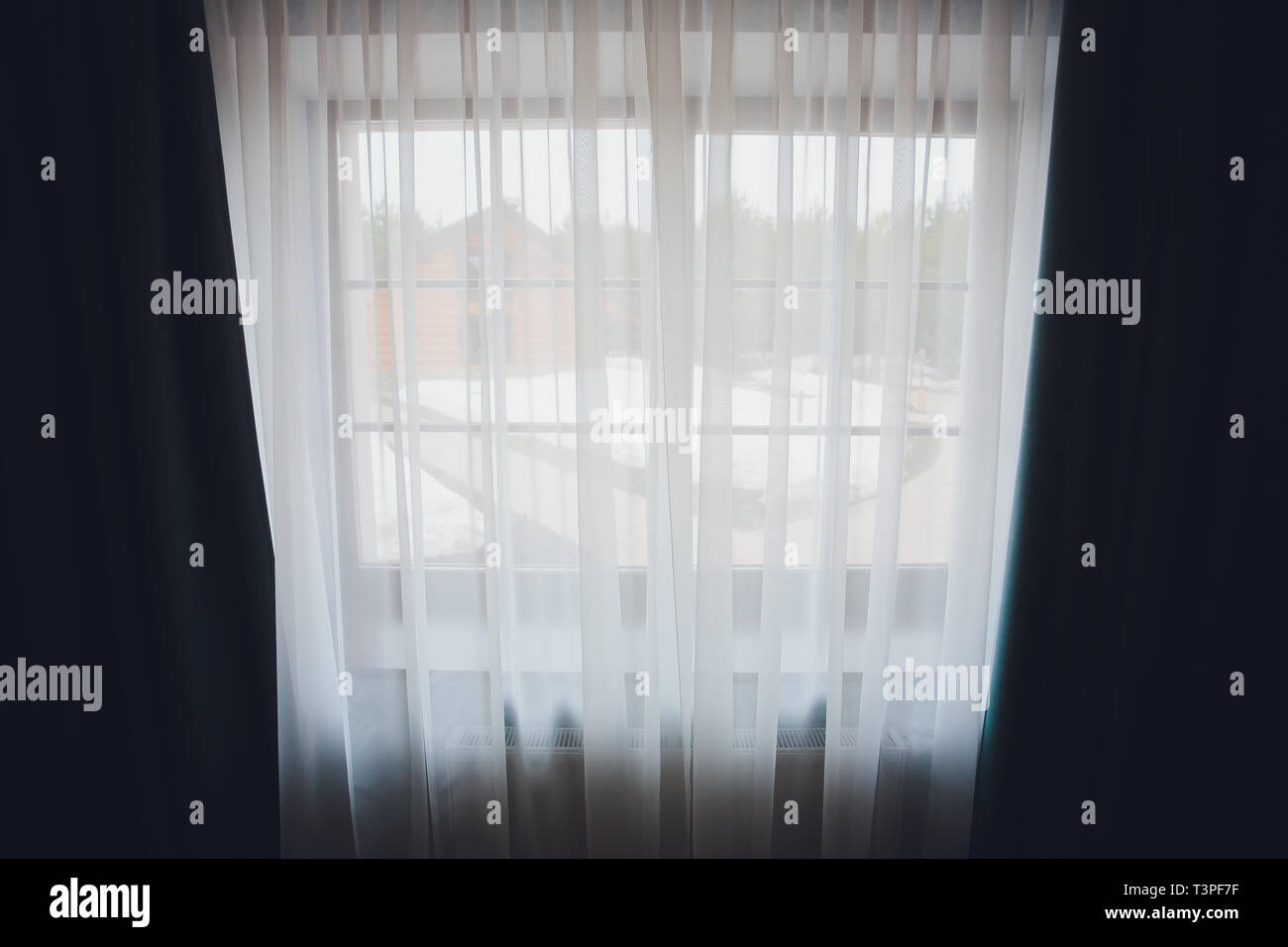 Curtain interior decoration in living room with sunlight Stock Photo ...