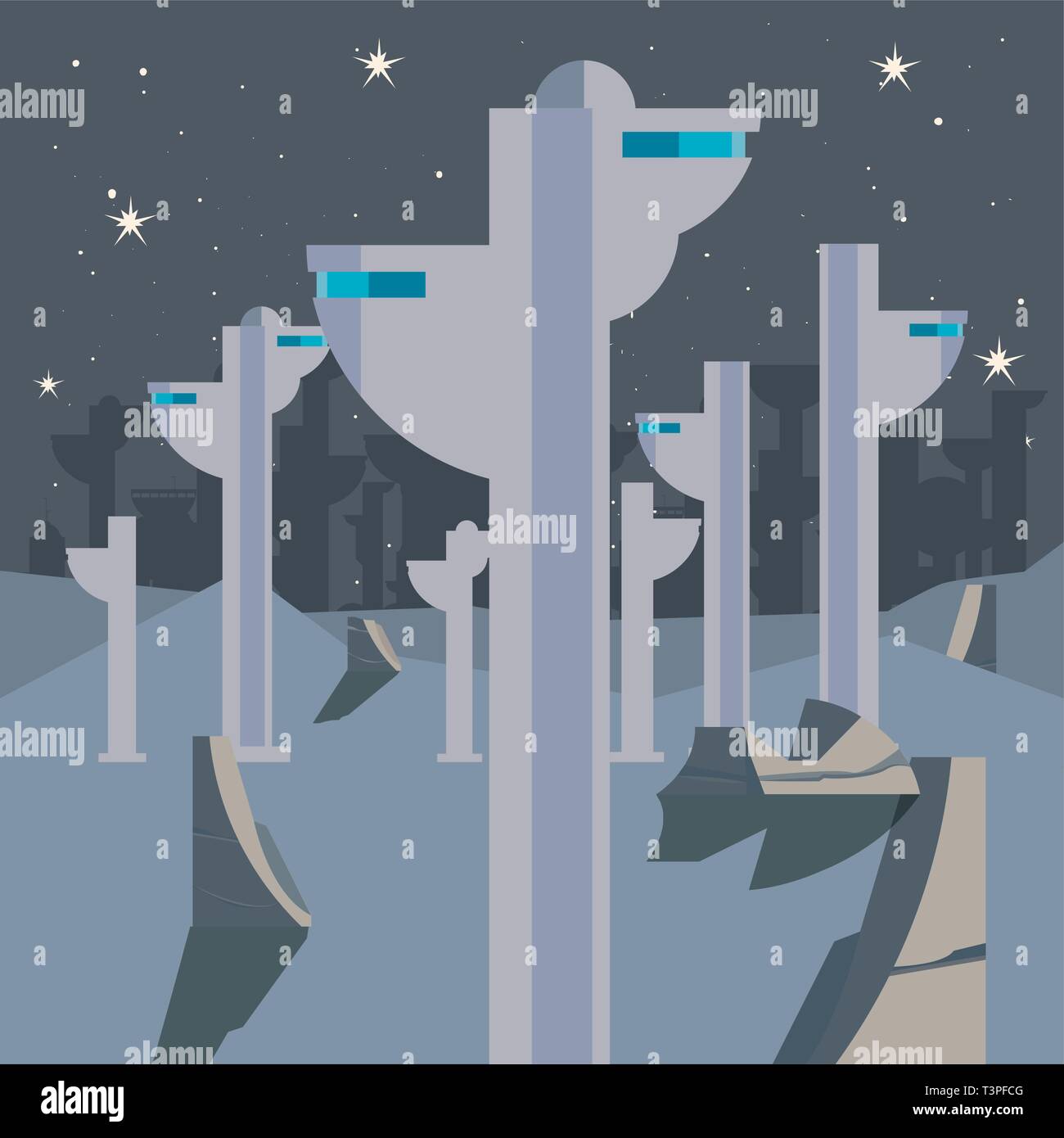 futuristic city outer galaxy exploration vector illustration Stock ...