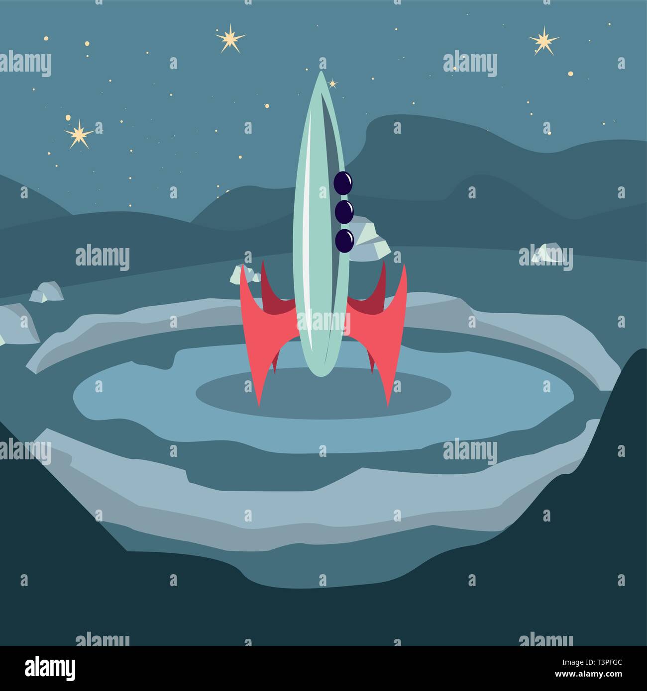 spaceship on planet surface explorer vector illustration Stock Vector ...