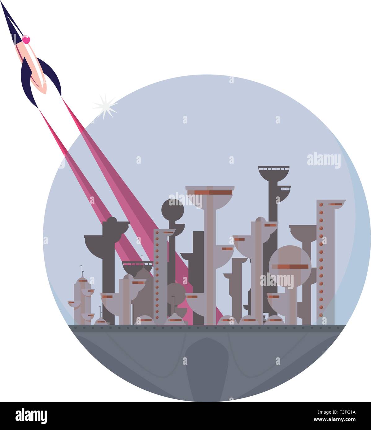 launching rocket city future space vector illustration design Stock ...