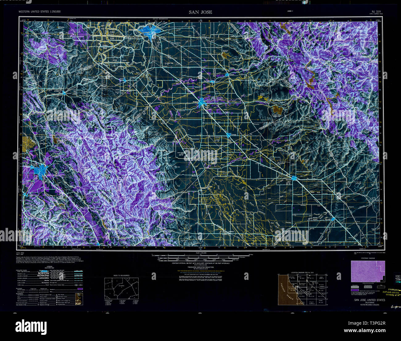 USGS TOPO Map California CA San Jose 707585 1947 250000 Inverted ...