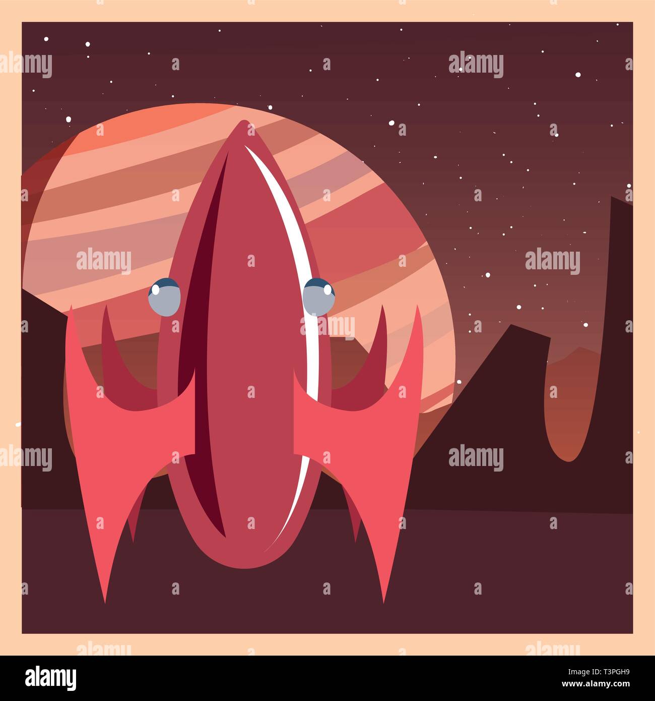 spaceship on planet surface explorer vector illustration Stock Vector ...