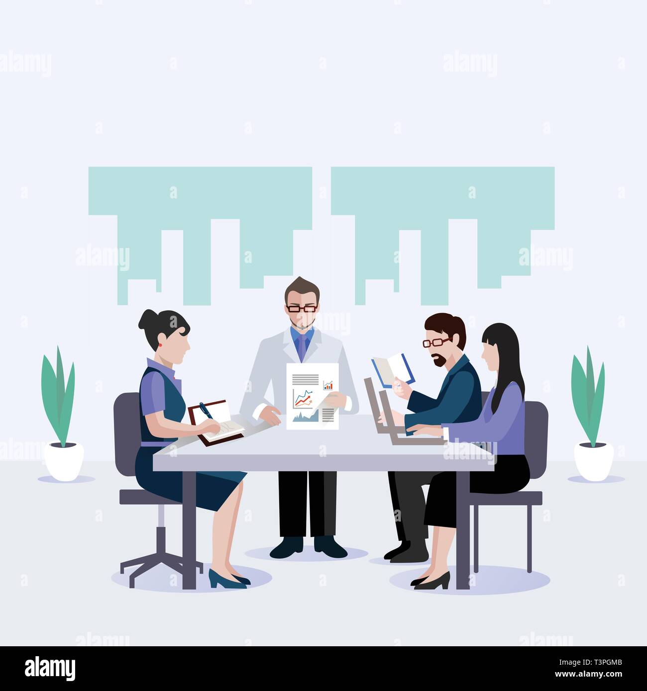 Business woman working table Stock Vector Images - Alamy