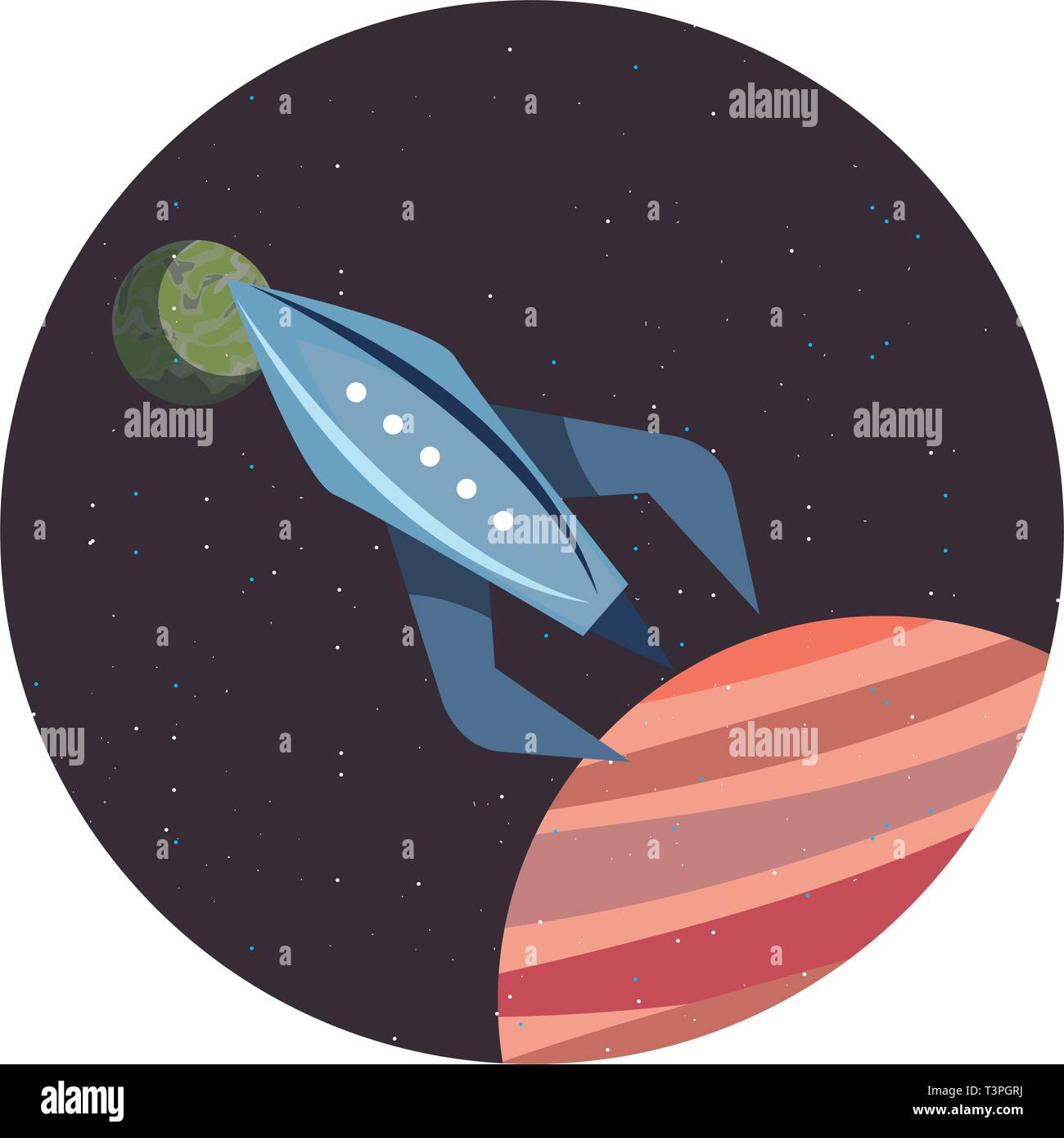 rocket planet space mission explore vector illustration Stock Vector ...