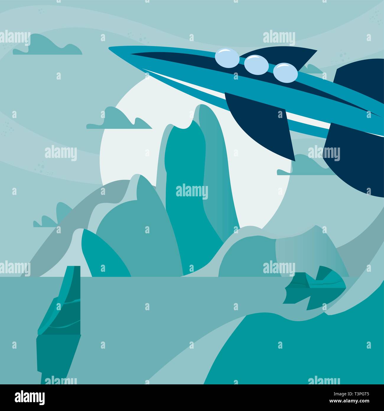 spaceship on planet surface explorer vector illustration Stock Vector ...