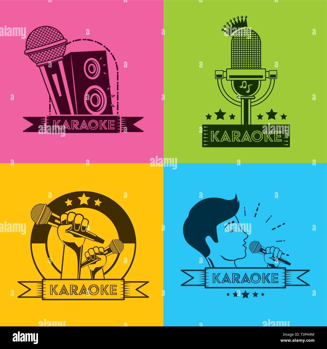 karaoke retro style Stock Vector Image & Art - Alamy