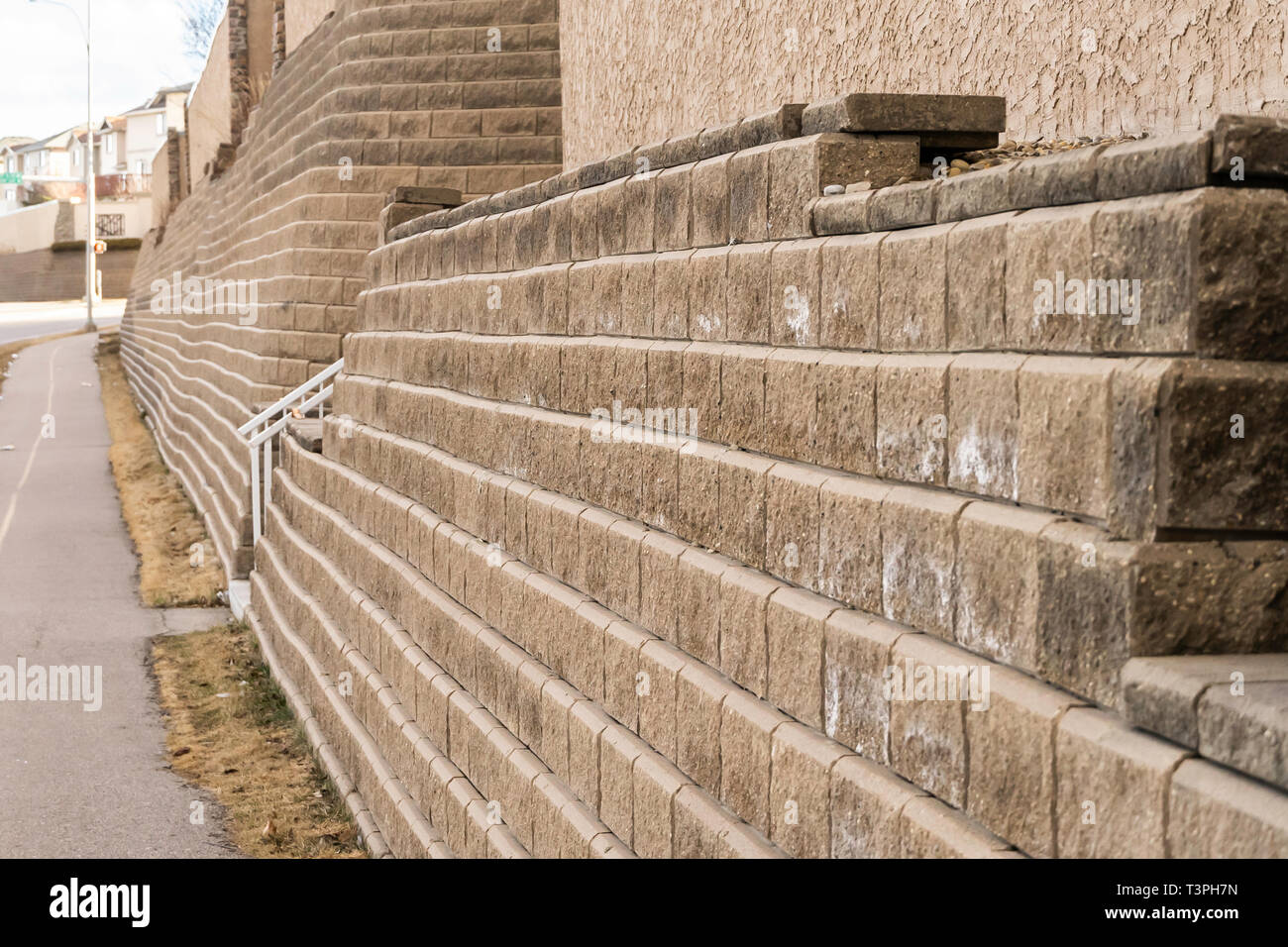 Retainer wall in City Urban street to prevent soil washing away Stock ...