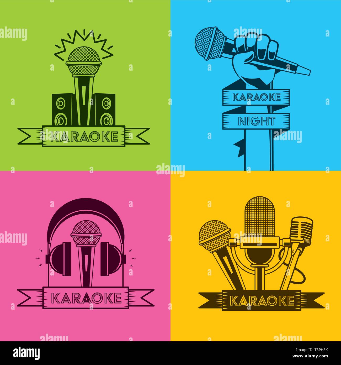 karaoke retro style Stock Vector Image & Art - Alamy