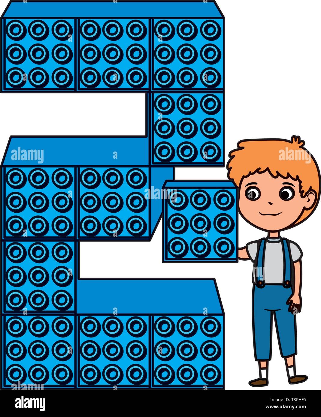 little boy with number two and toy pieces Stock Vector Image & Art - Alamy