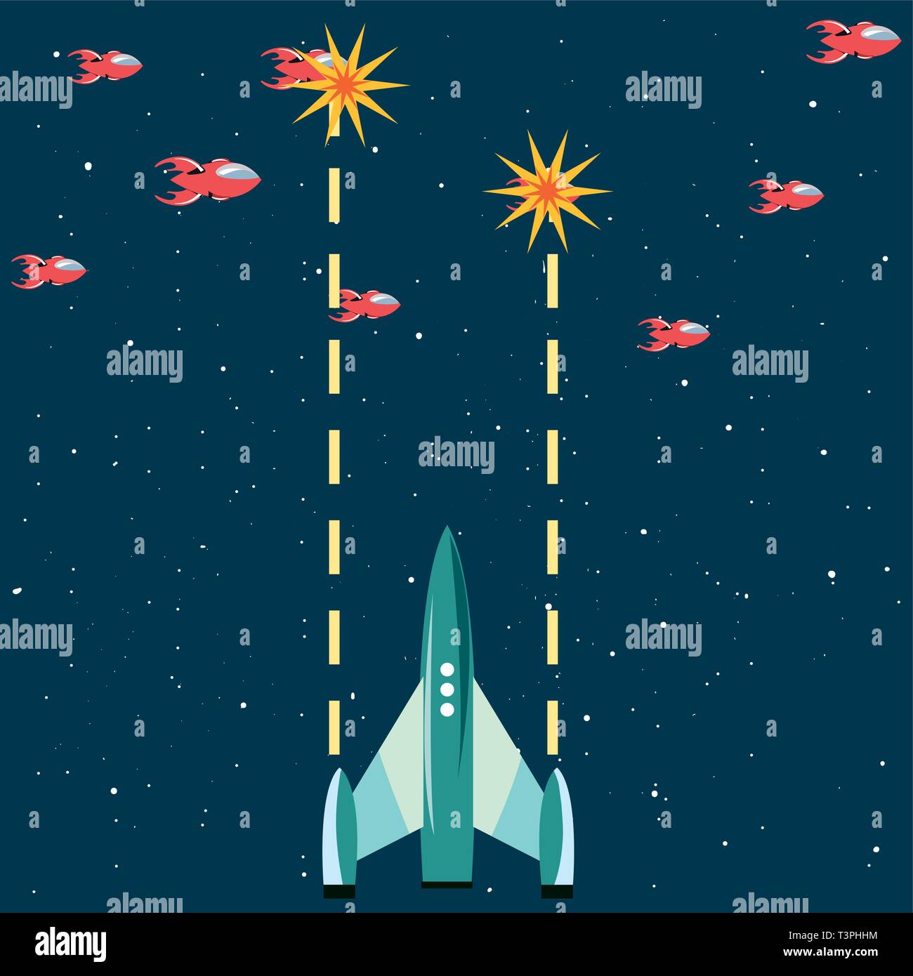 rocket spaceships space battle vector illustration design Stock Vector ...