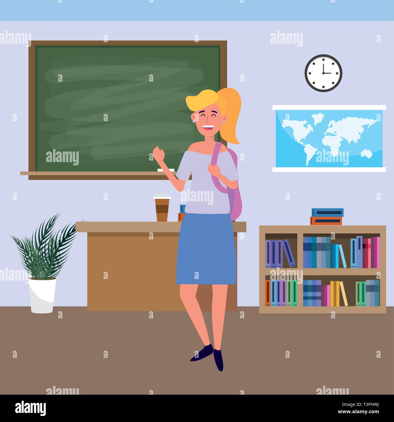 education university college student woman at classroom cartoon vector ...