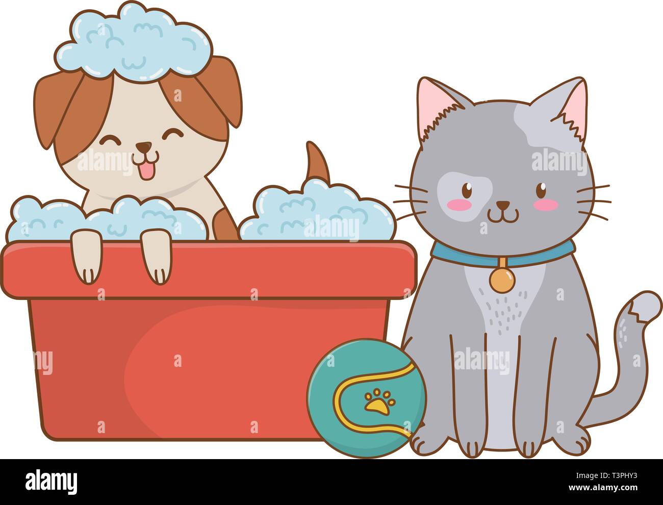 cute funny pets with accesories cartoon vector illustration graphic ...
