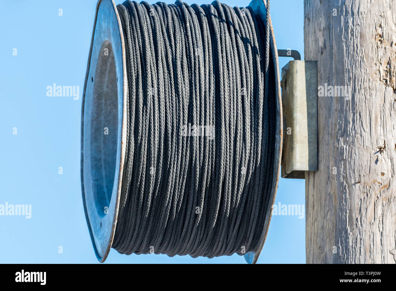 Close up of steel electric cables Stock Photo - Alamy