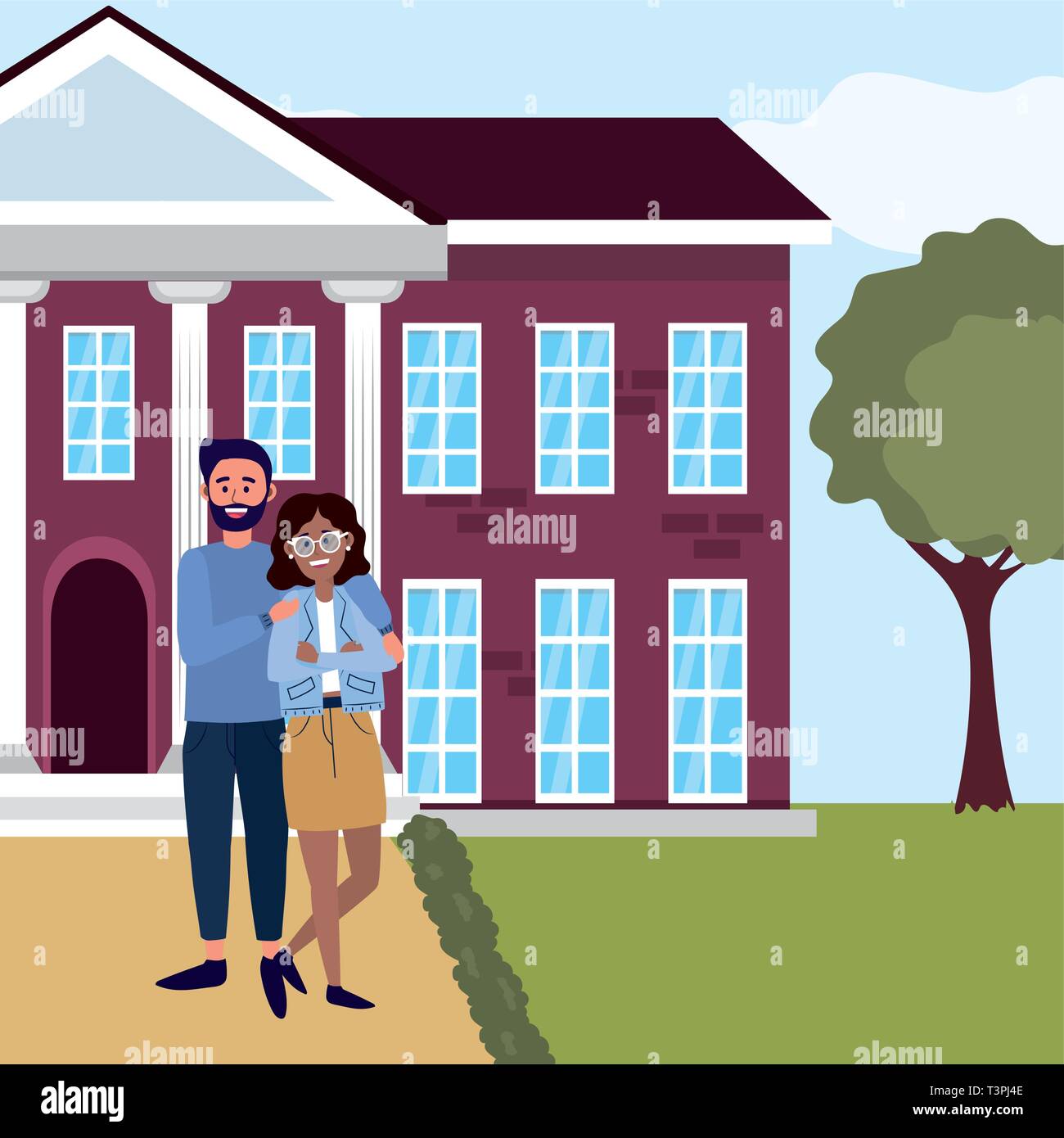 education university college students couple in front university ...