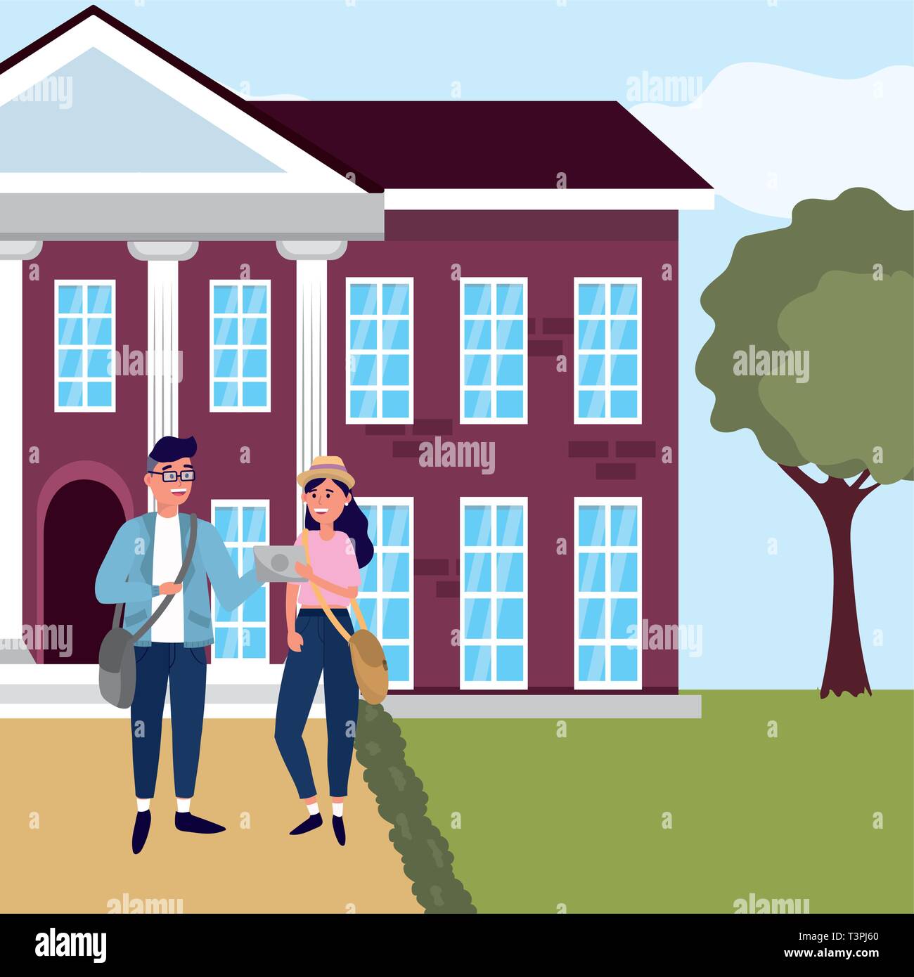 education university college students couple in front university ...