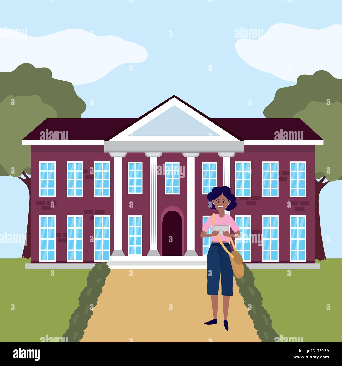 education university college student woman in front university building ...