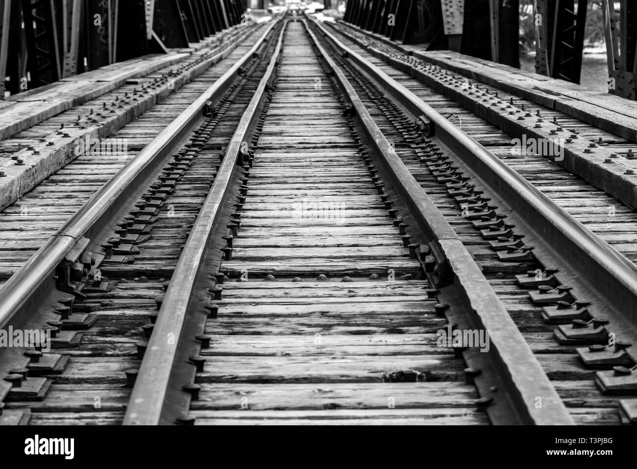 Close up details of train tracks Stock Photo - Alamy