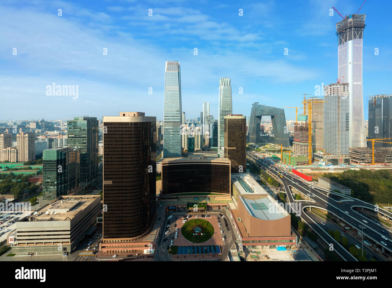 Beijing, China modern financial district skyline on a nice day with ...