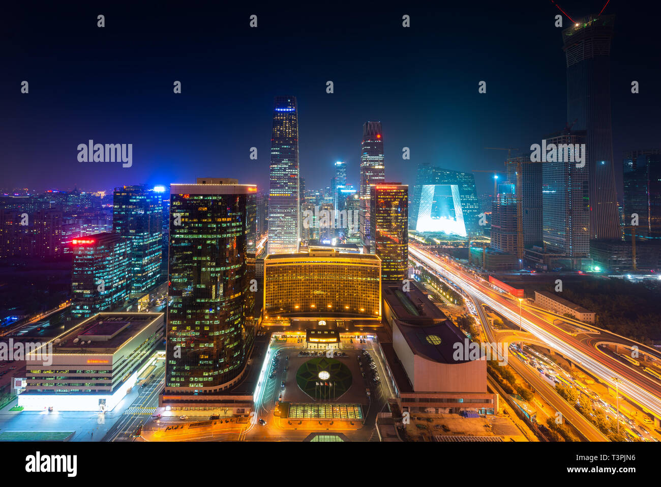 Beijing, China modern financial district skyline at night Stock Photo ...