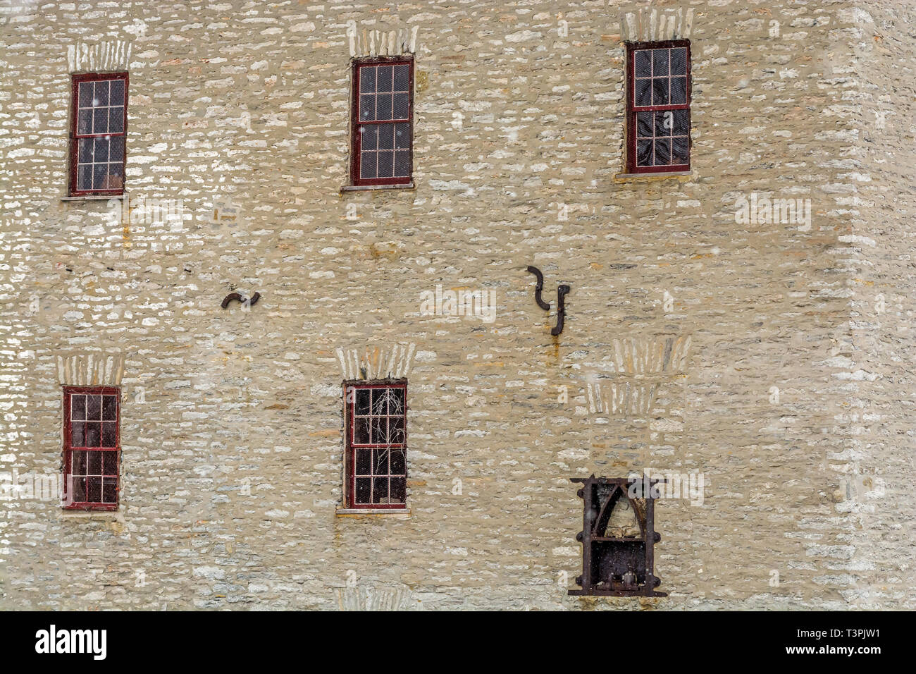 Close up of windows and window seals featuring rust patina on window ...