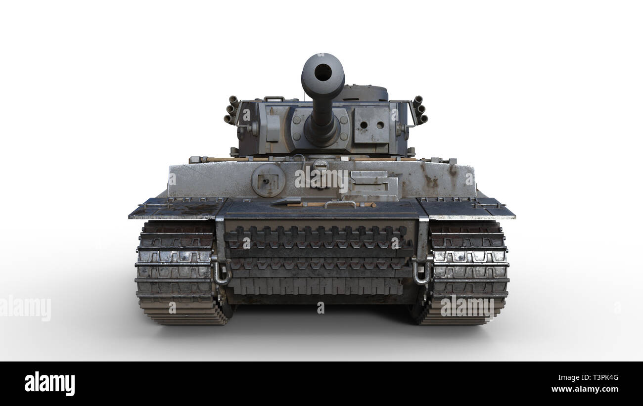 Old army tank, vintage armored military vehicle with gun and turret ...