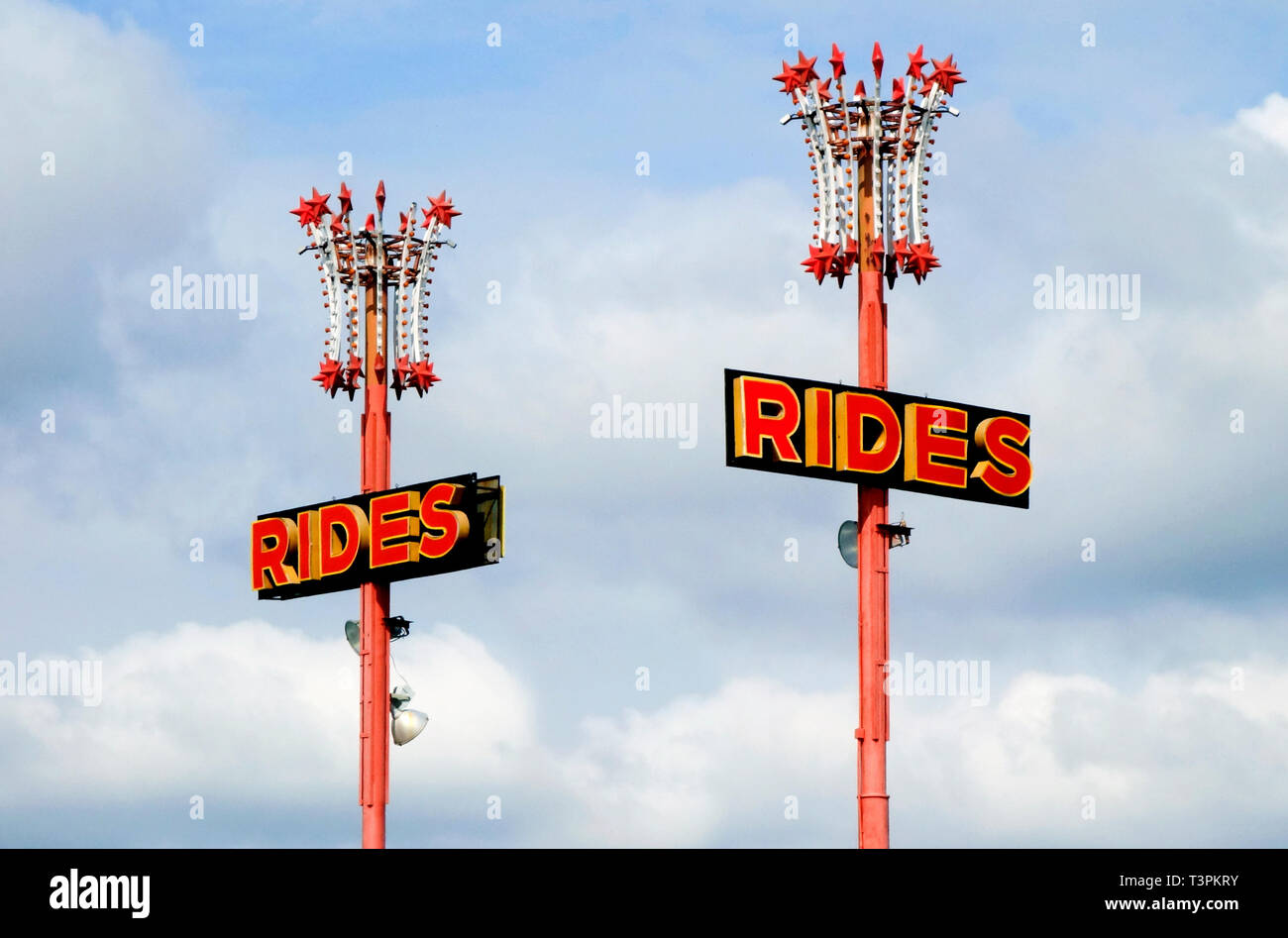 Amusement park elevated Ride signs, US, 2017 Stock Photo - Alamy