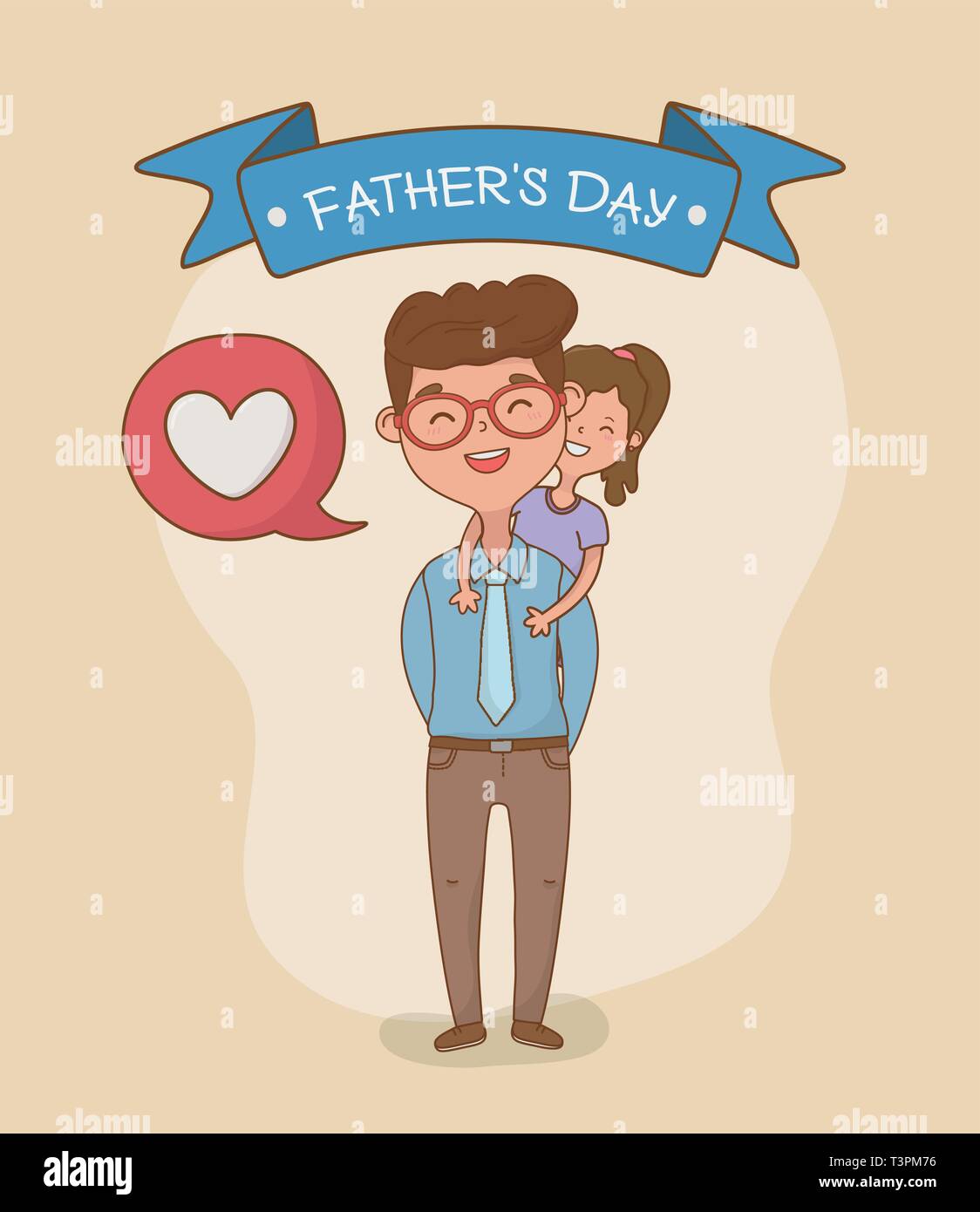 father and daughter characters card vector illustration design Stock ...