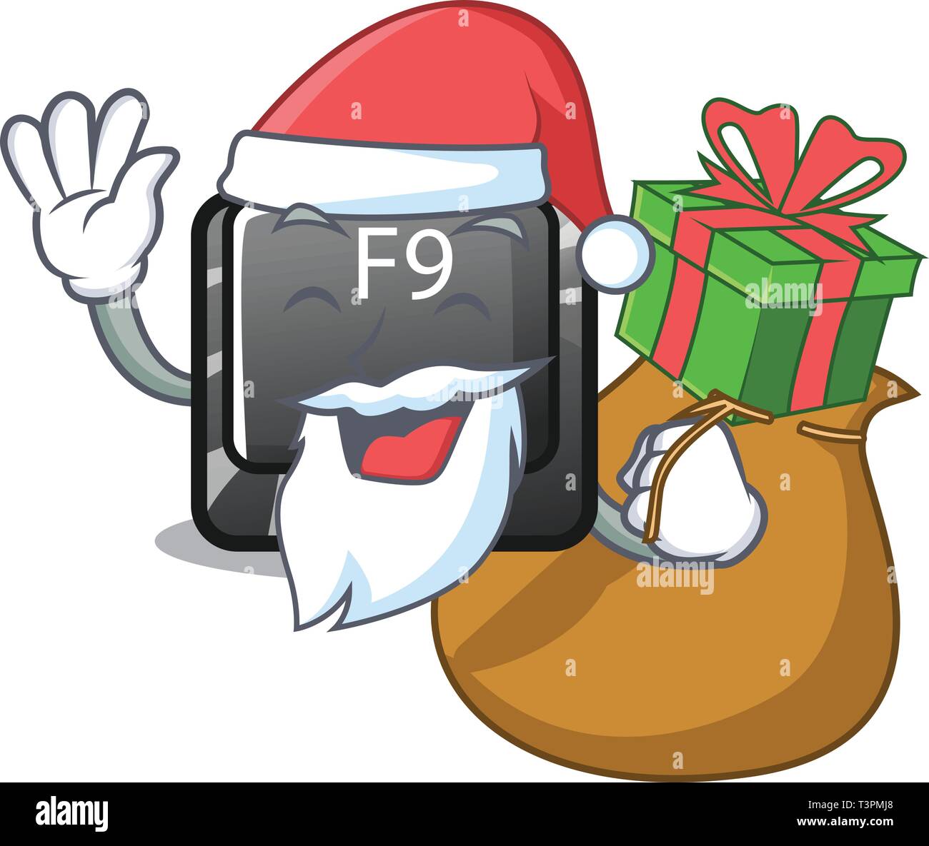 Santa with gift button f9 on a cartoon computer Stock Vector Image ...