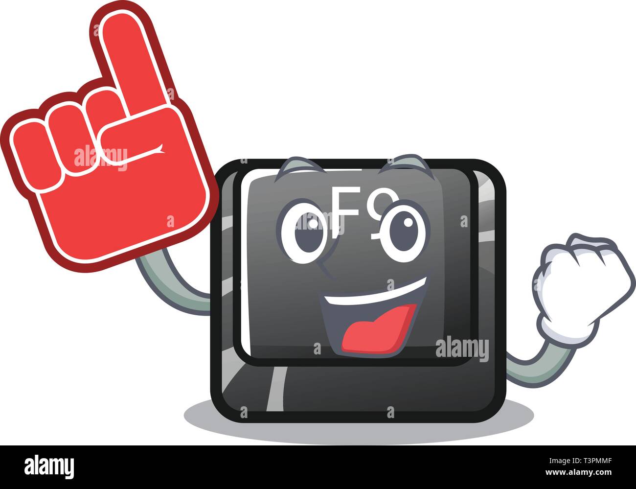 Foam finger button f9 on a cartoon computer Stock Vector Image & Art ...
