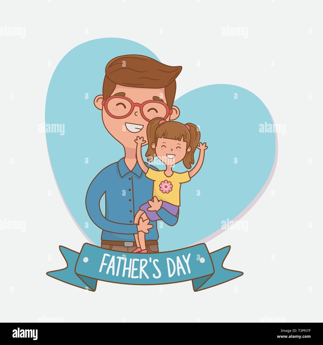 father and daughter characters card vector illustration design Stock ...