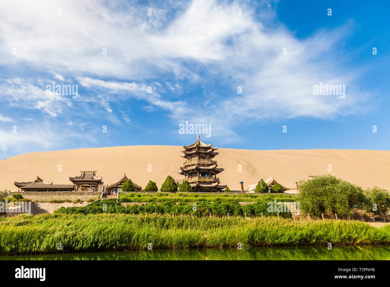 Gansu Dunhuang Crescent Lake and Mingsha Mountain.,China Stock Photo ...