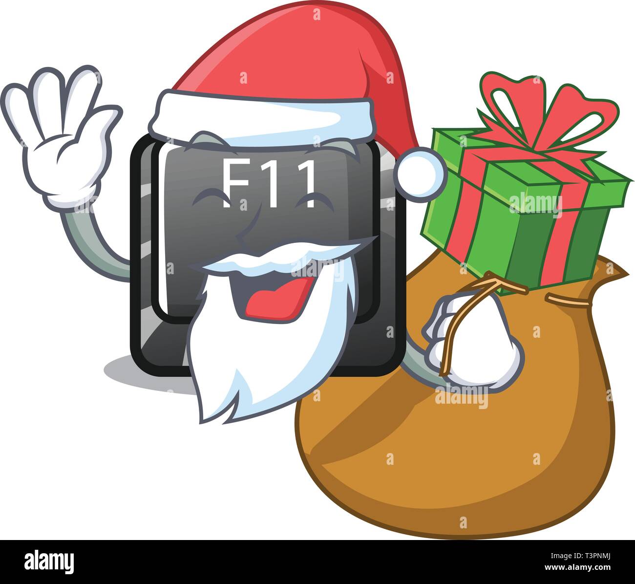 Santa with gift button f11 on a cartoon computer Stock Vector Image ...