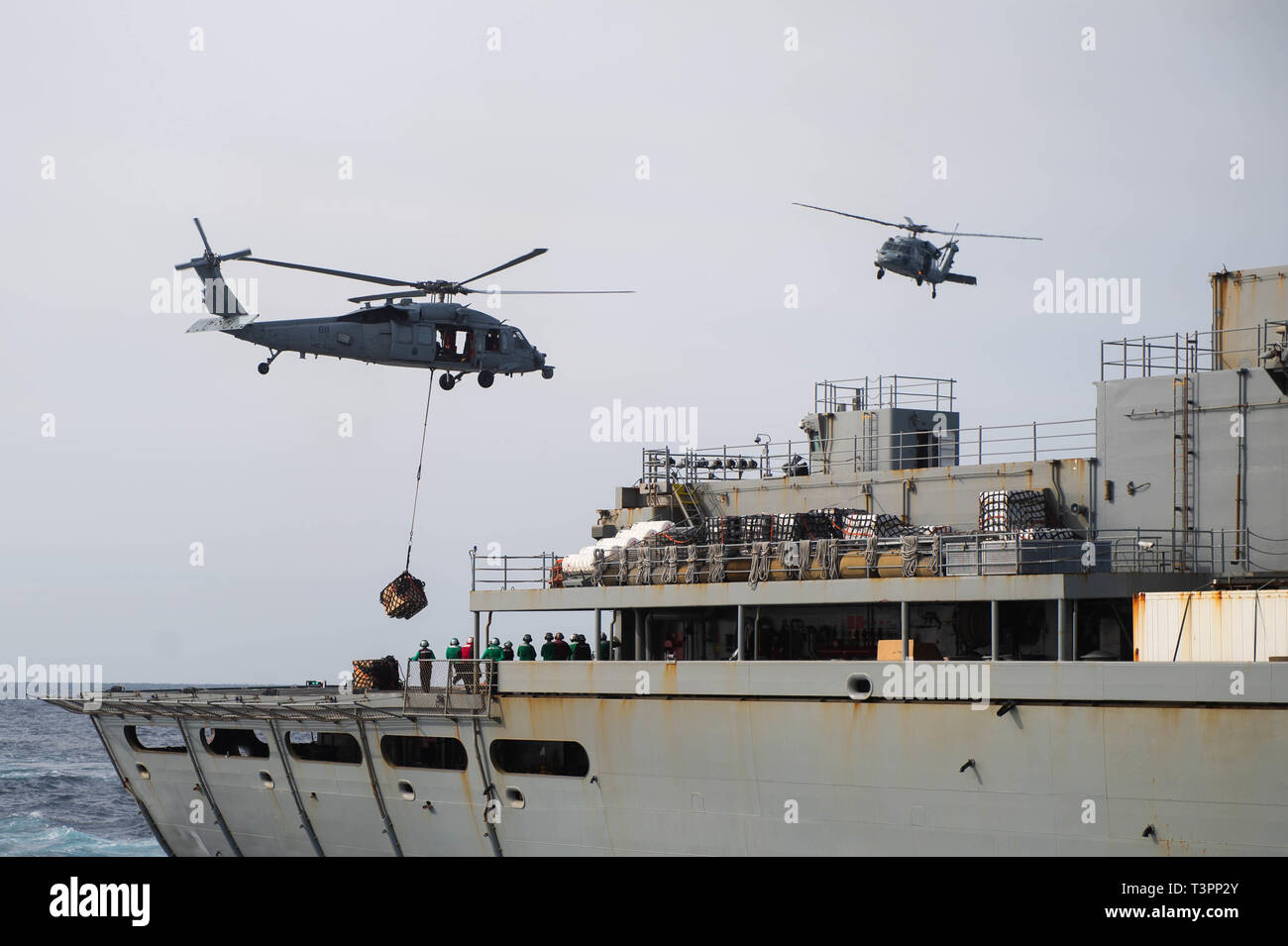 190404-N-DS741-0065 ATLANTIC OCEAN (April 4, 2019) Two MH-60S Sea Hawk ...