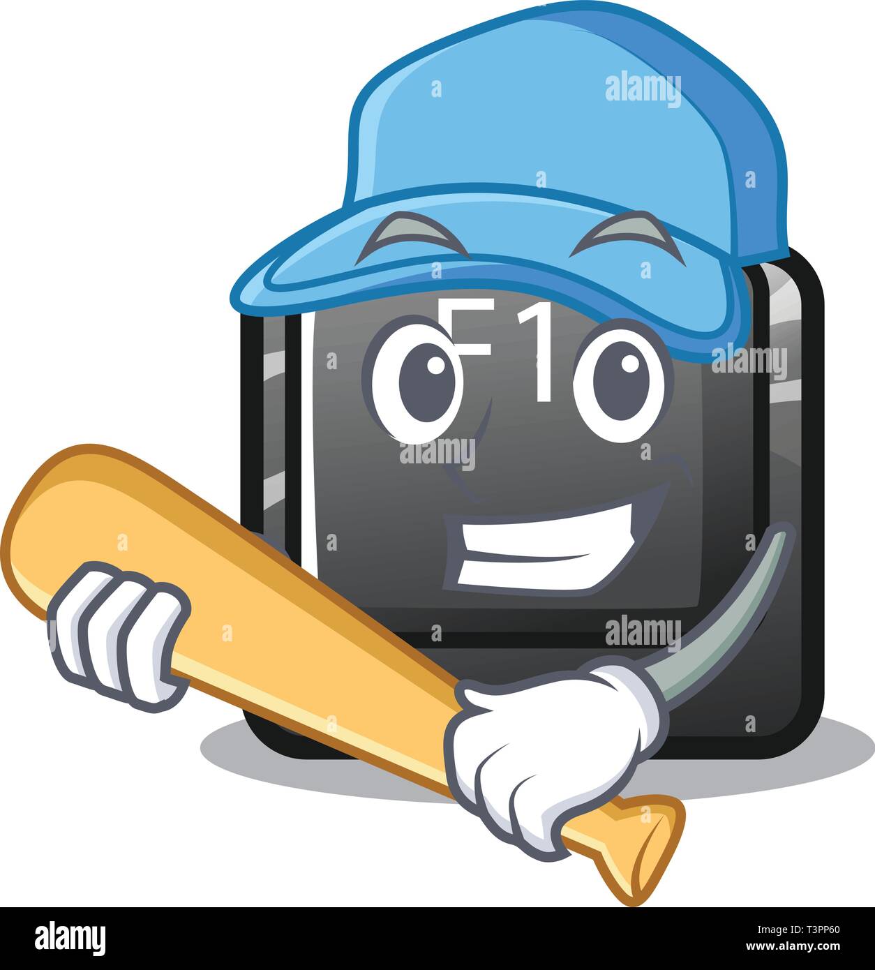 Playing baseball button f12 on a keyboard mascot Stock Vector Image ...