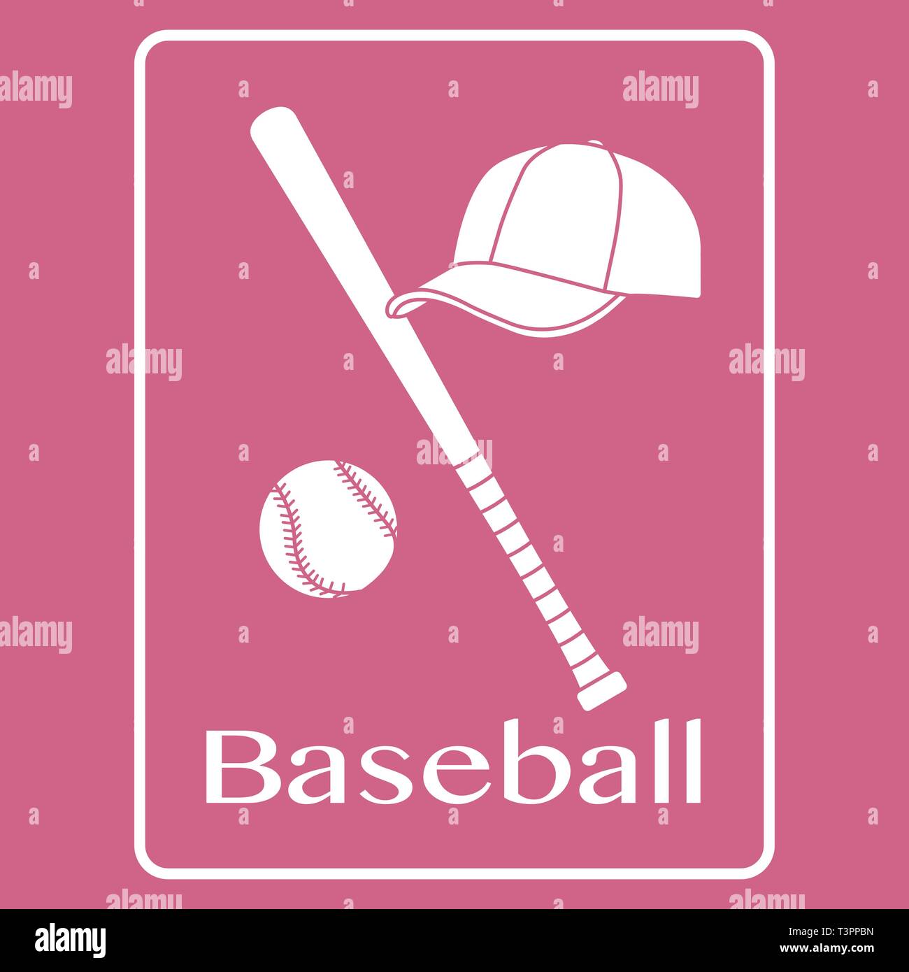 Vector illustration with baseball bat, ball, cap. Sports background ...