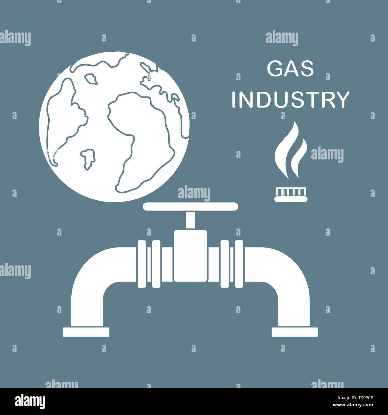 Vector illustration with equipment for gas production and earth. Gas ...