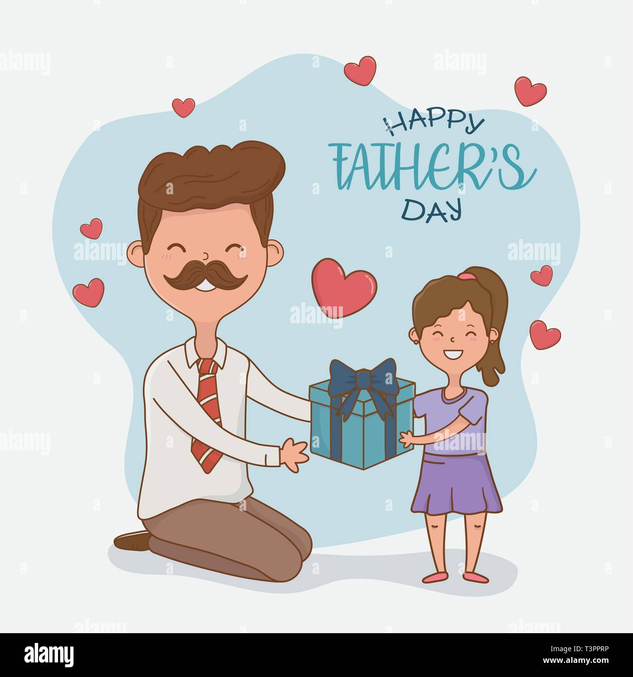 father and daughter characters card vector illustration design Stock ...