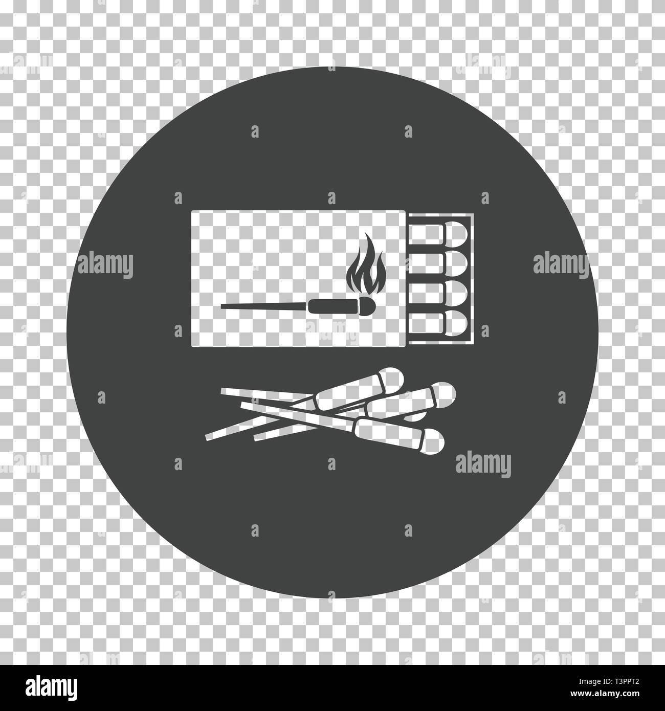 Match box icon. Subtract stencil design on tranparency grid. Vector ...