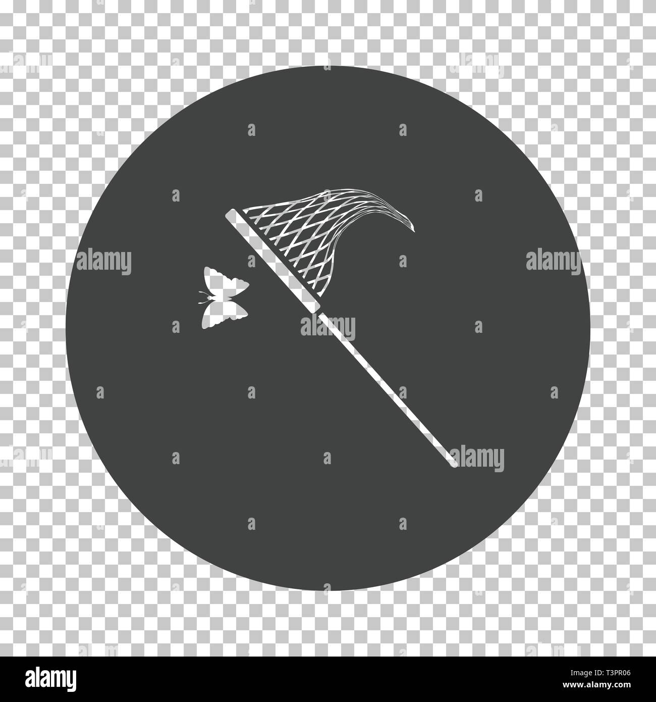 Butterfly net icon. Subtract stencil design on tranparency grid. Vector ...