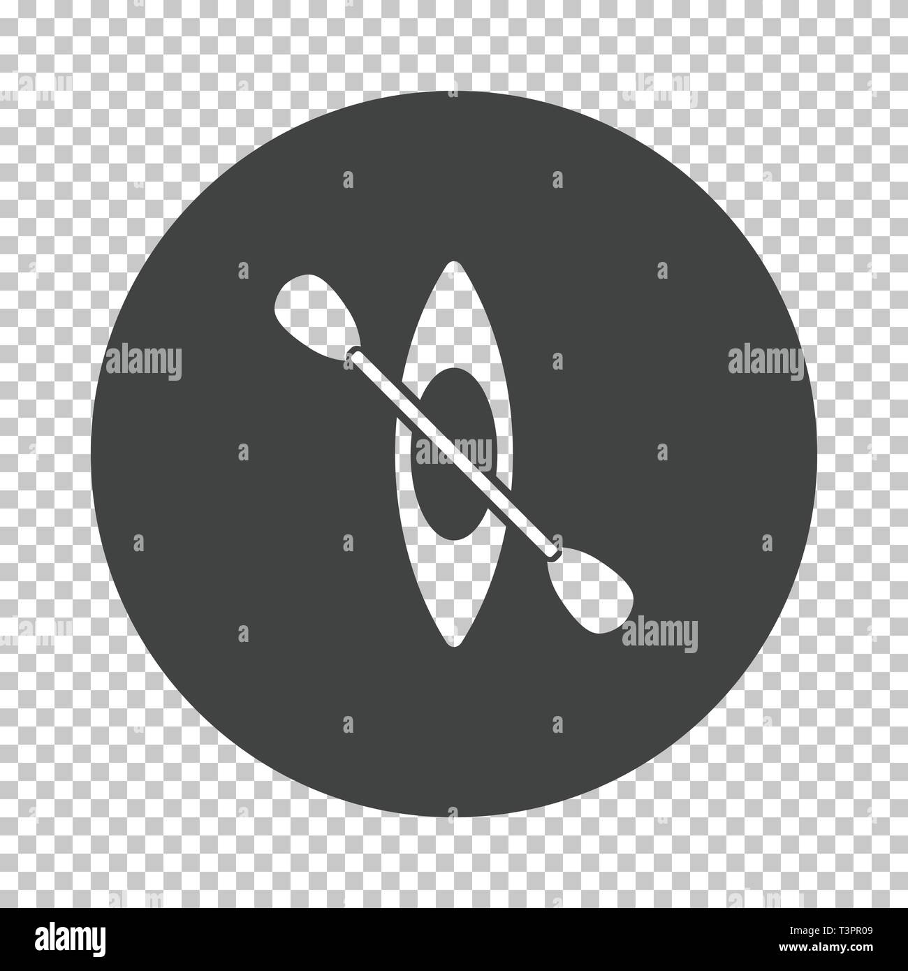 Kayak and paddle icon. Subtract stencil design on tranparency grid ...