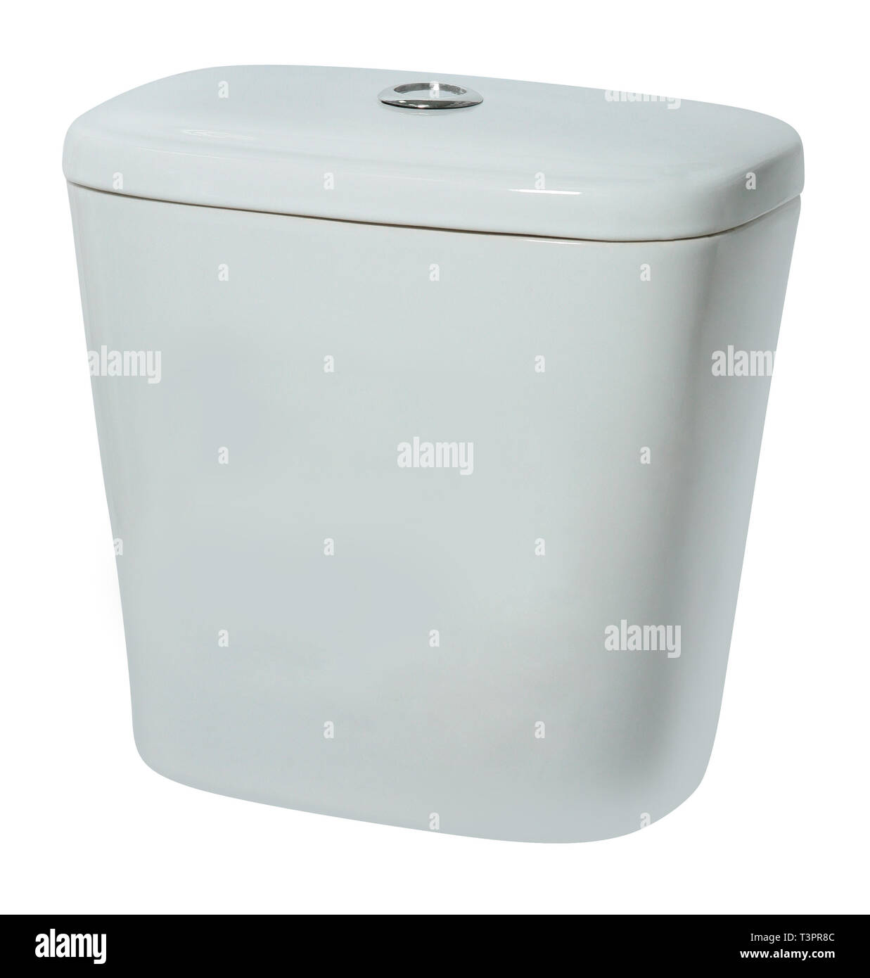 Water flush tank toilet bowl. Isolated on white Stock Photo - Alamy
