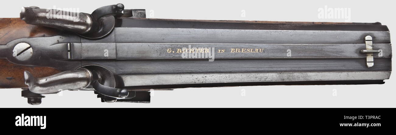 Small arms, pistols, double-barrelled caplock pistol, caliber 13 mm ...