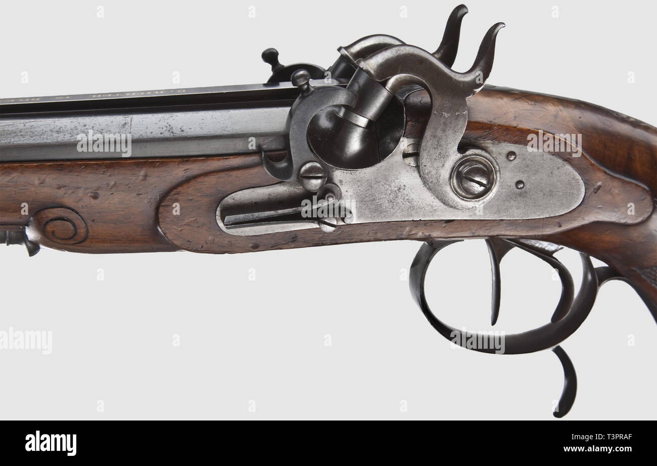 Small arms, pistols, double-barrelled caplock pistol, caliber 13 mm ...