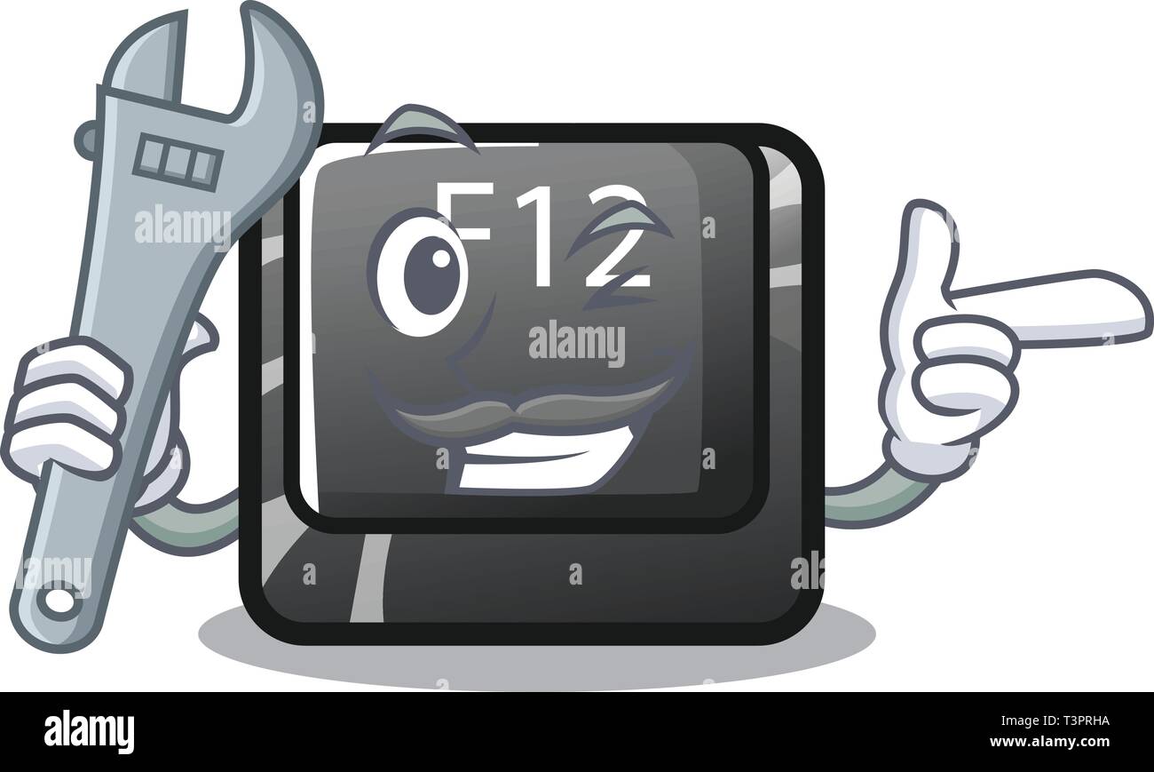 Mechanic f12 button installed on cartoon computer Stock Vector Image ...